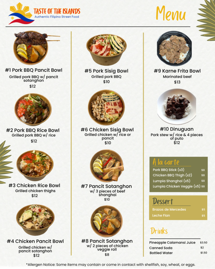 Menu - Taste of the Islands Philippines